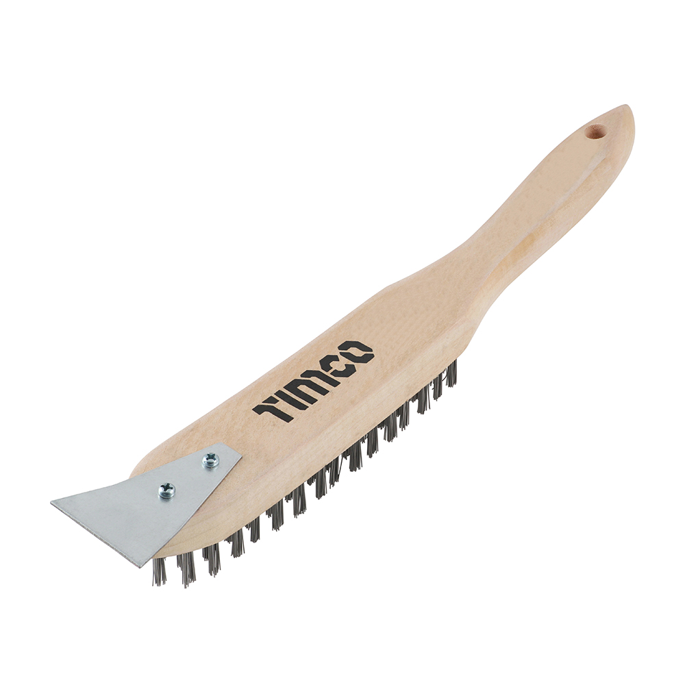 TIMCO | Scratch Brush with Scraper - Stainless Steel