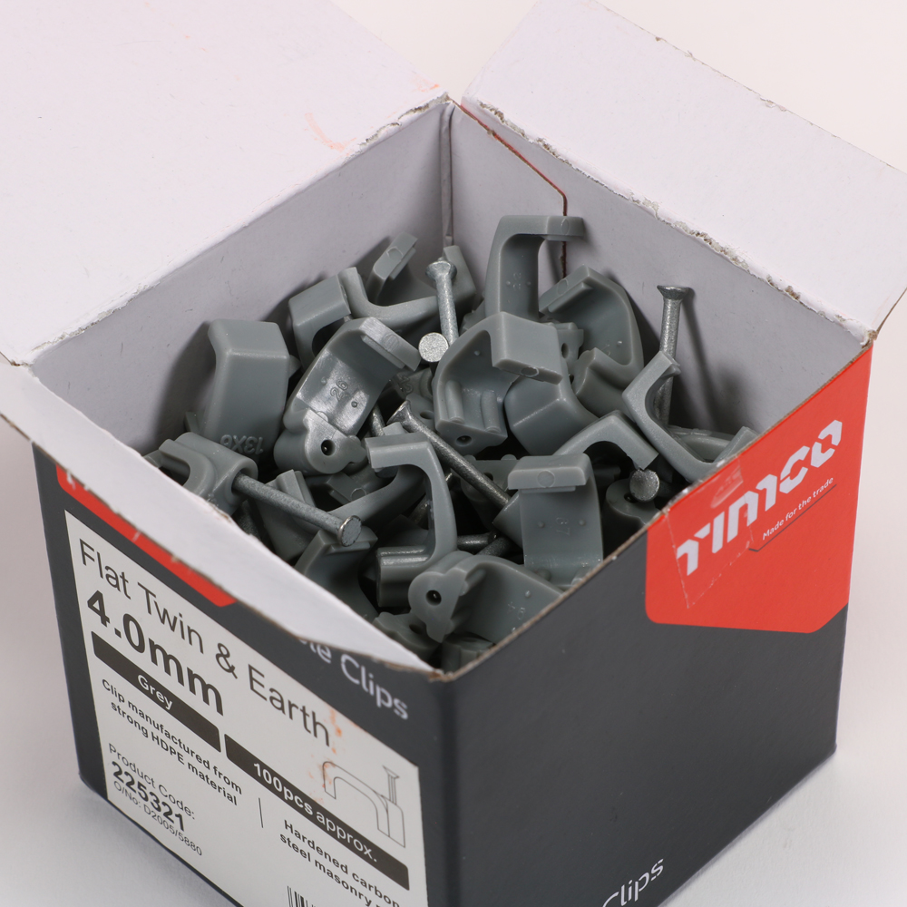 TIMCO | Flat Twin & Earth Cable Clips - Grey