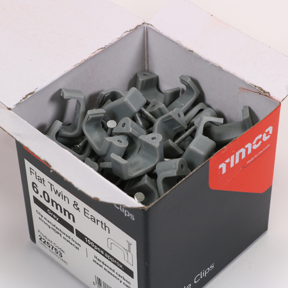 TIMCO | Flat Twin & Earth Cable Clips - Grey