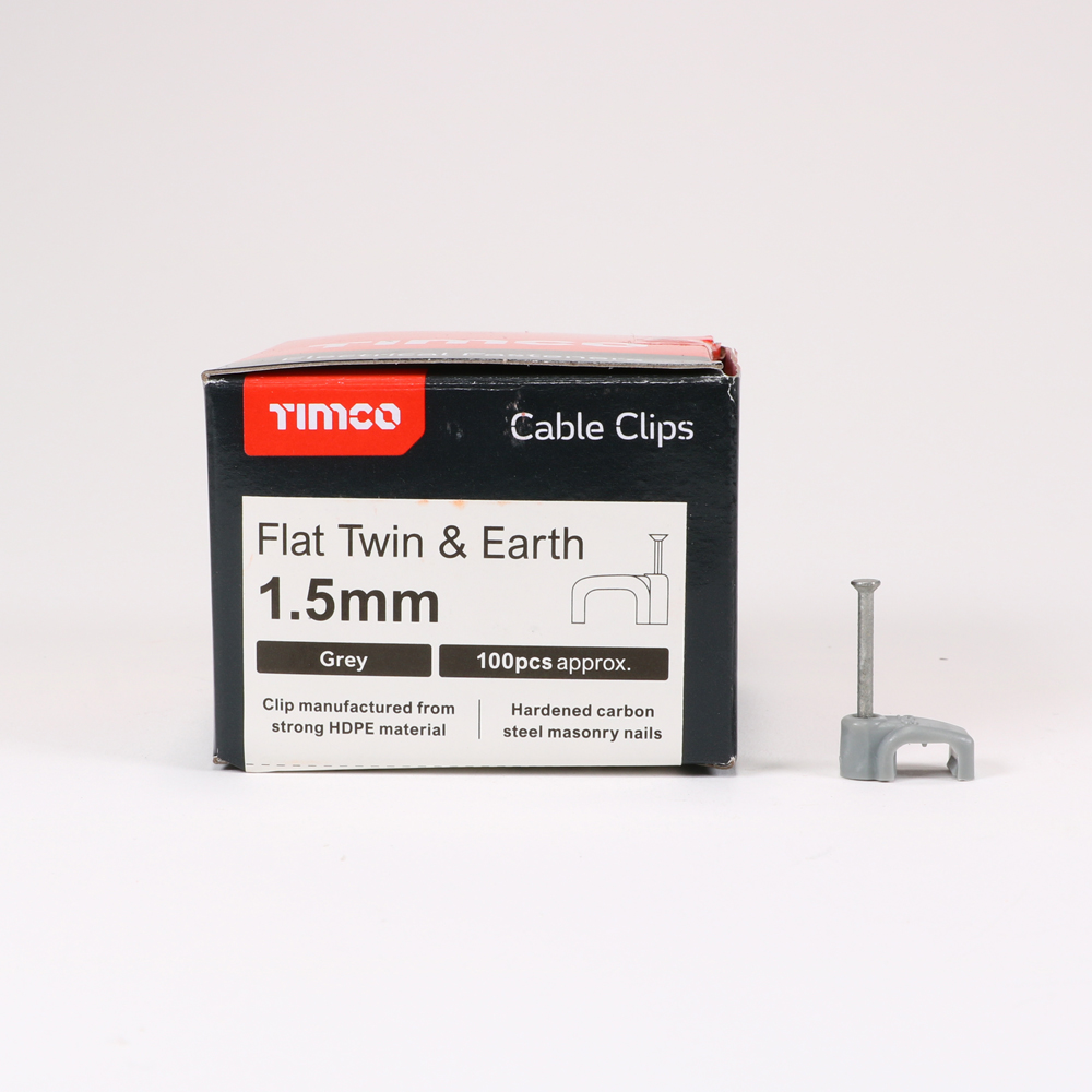 TIMCO | Flat Twin & Earth Cable Clips - Grey