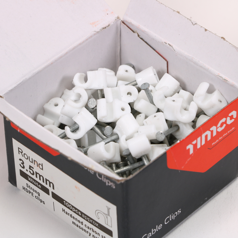TIMCO | Round Cable Clips - White