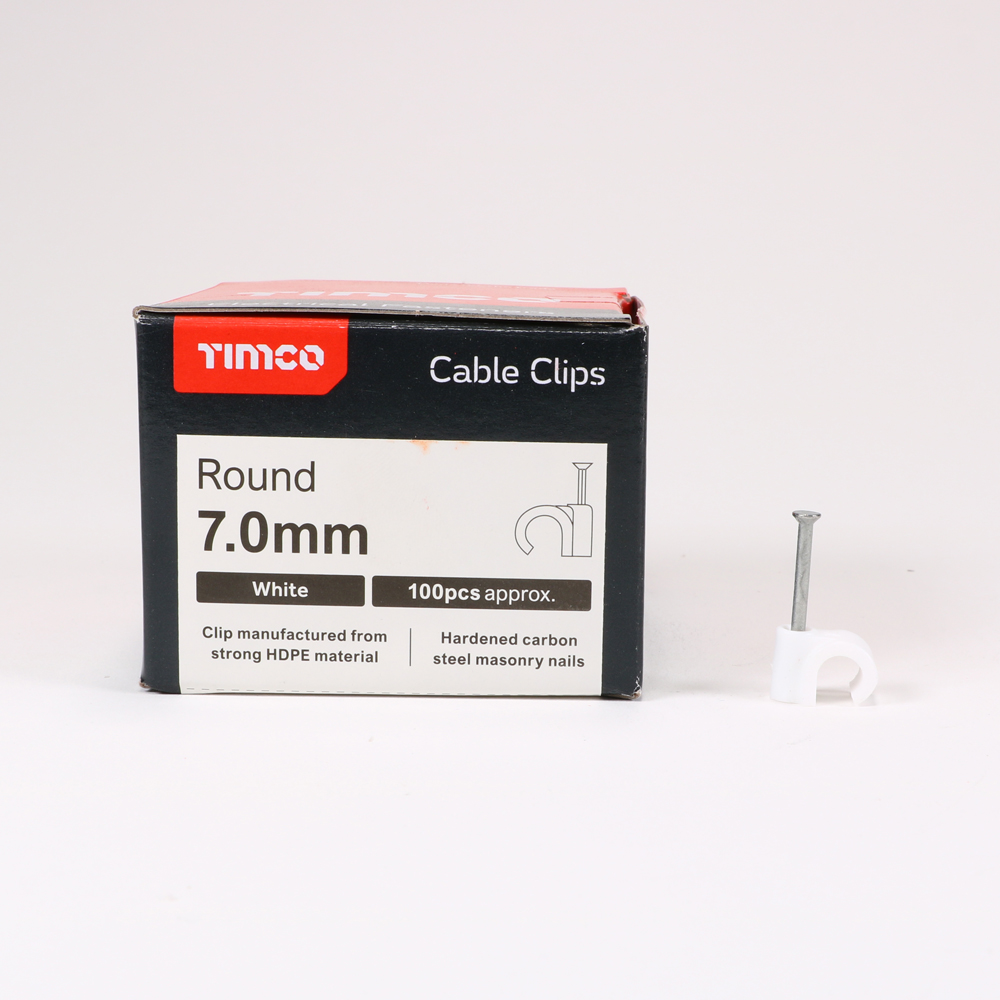 TIMCO | Round Cable Clips - White