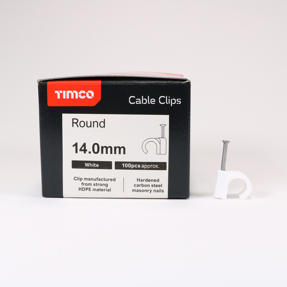 TIMCO | Round Cable Clips - White