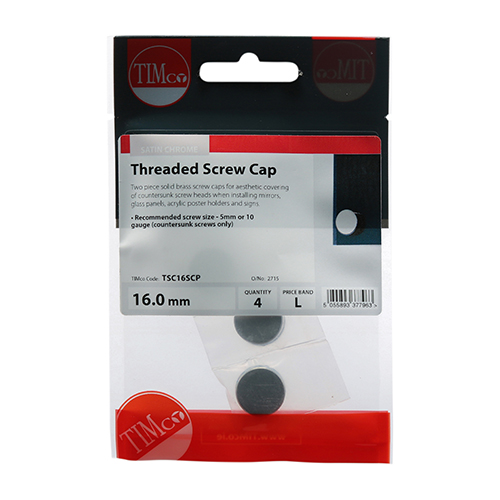 TIMCO | Threaded Screw Caps - Solid Brass - Satin Chrome